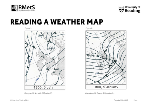 Spotting Features on a Weather Map Quiz Worksheet | Teaching Resources