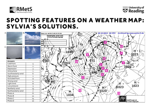 Spotting Features on a Weather Map Quiz Worksheet | Teaching Resources