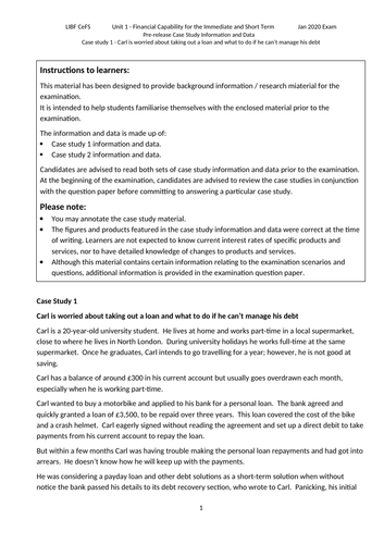 FINANCE LIBF CeFS Exam Jan 2020: Case study 1 FREEBIES | Teaching Resources