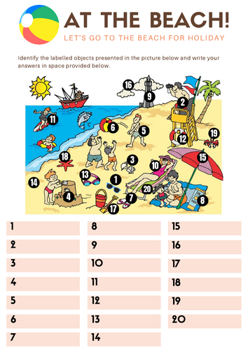 Teaching Vocabularies - Beach theme | Teaching Resources