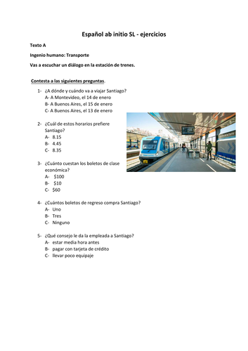 IB Spanish ab initio Paper 2 Listening Exam | Teaching Resources