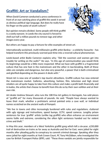 Graffiti - Art or Vandalism? | Teaching Resources