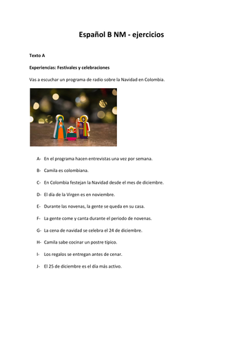 IB Spanish B SL Paper 2 Listening Comprehension exam | Teaching Resources