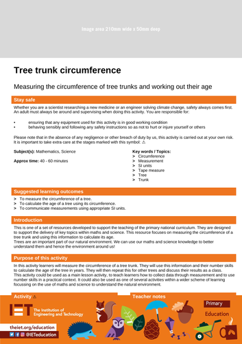 Tree trunk circumference | Teaching Resources