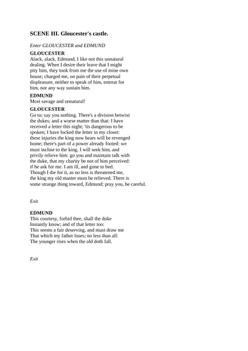 A LEVEL ENGLISH LITERATURE - KING LEAR - ACT 3 | Teaching Resources