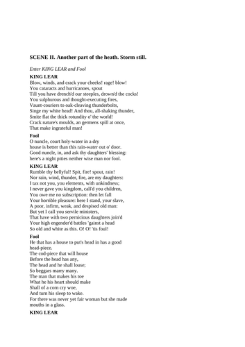 A LEVEL ENGLISH LITERATURE - KING LEAR - ACT 3 | Teaching Resources