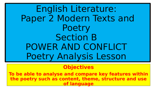A series of Power and Conflict Poetry Lessons (GCSE AQA English ...