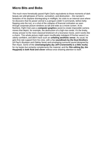 FILM STUDIES - FIGHT CLUB | Teaching Resources