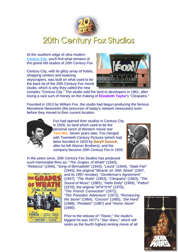 FILM STUDIES - GOLDEN AGE HOLLYWOOD STUDIOS | Teaching Resources