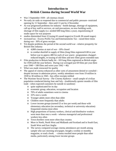 FILM STUDIES - WORLD WAR ii BRITISH FILMS | Teaching Resources