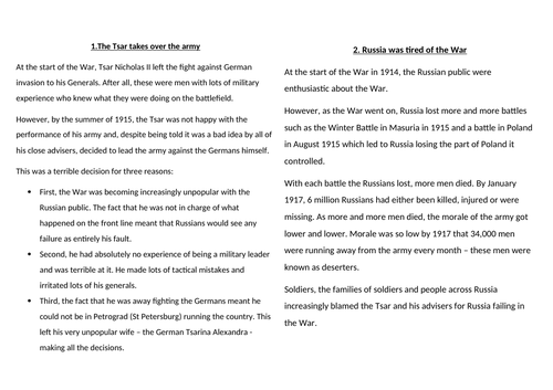 What was the impact of WWI on Russia? | Teaching Resources