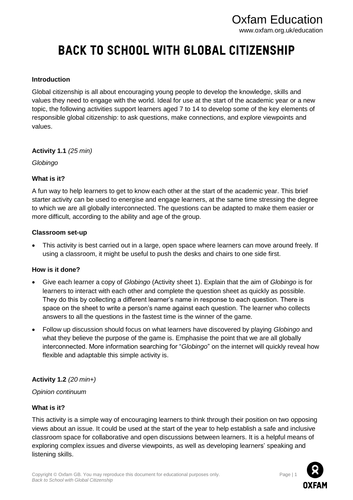 Back to School with Global Citizenship: Fun and simple classroom ...