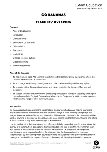 Go Bananas - Follow the journey of a banana | Teaching Resources