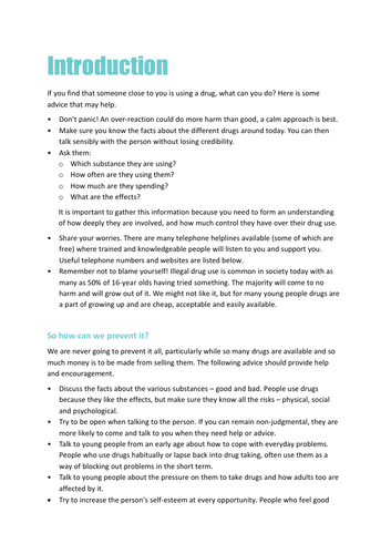 Drug Information - All About Cannabis | Teaching Resources