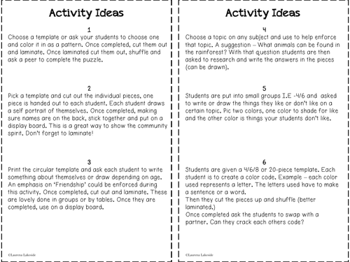 Back to School: Jigsaw Activities: Interactive Activities: Critical ...