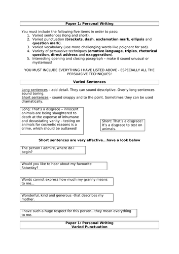 Creative Writing Skills | Teaching Resources