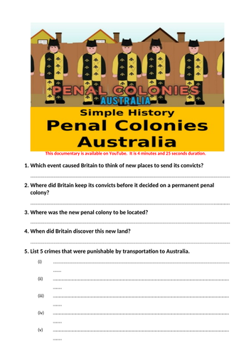 Penal Colonies Australia | Teaching Resources