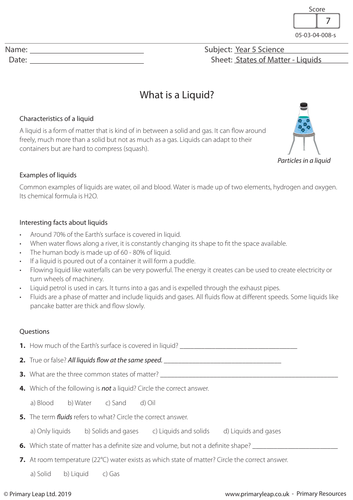 KS2 Science Resource - States Of Matter: What Is A Liquid? | Teaching ...