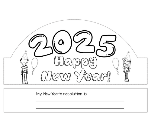 Happy New Year 2025 colouring party Crowns / hats - updated every year ...