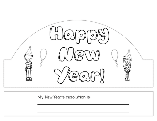 Happy New Year 2025 colouring party Crowns / hats - updated every year ...