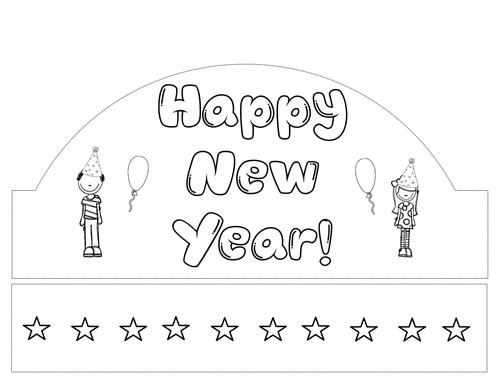 Happy New Year 2025 colouring party Crowns / hats - updated every year ...