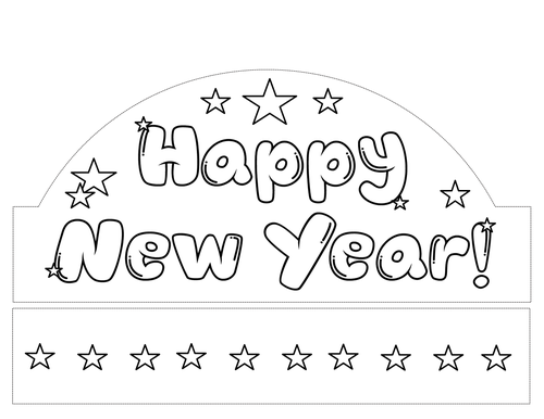 Happy New Year 2025 colouring party Crowns / hats - updated every year ...