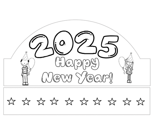 Happy New Year 2025 colouring party Crowns / hats - updated every year ...