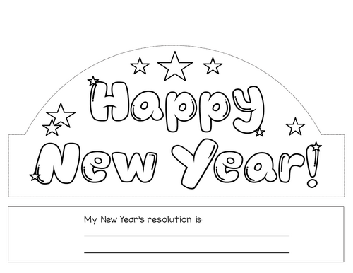 Happy New Year 2025 colouring party Crowns / hats - updated every year ...