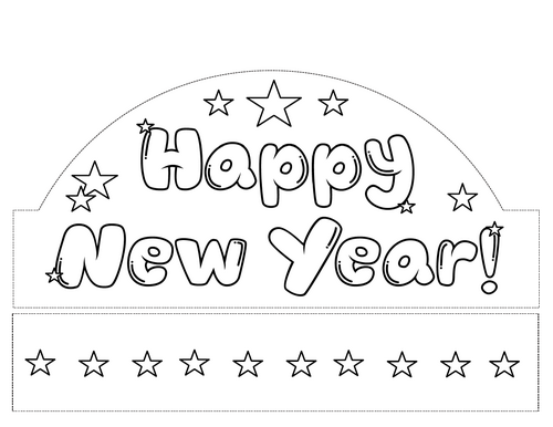 Happy New Year 2025 colouring party Crowns / hats - updated every year ...