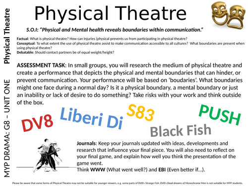 PHYSICAL THEATRE DANCE/DRAMA UNIT | Teaching Resources
