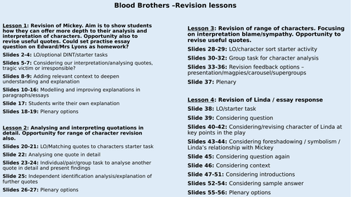 Blood Brothers Character Revision | Teaching Resources