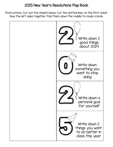 New Year 2025 Flapbook Craft - resolutions, goals, memories | Teaching ...