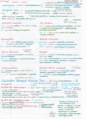 OCR A Level Biology Biological Molecules Revision Poster | Teaching ...