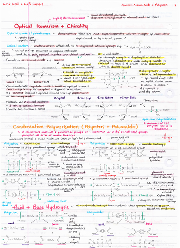 OCR A Level Chemistry Amines, Amino Acids & Polymers Revision Poster ...