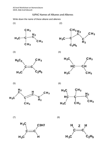A Level Chemistry Nomenclature (IUPAC) - AQA, OCR and Edexcel - Alkanes ... A Level Chemistry Nomenclature (IUPAC) - AQA, OCR and Edexcel - Alkanes ...