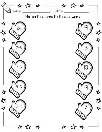 Winter Maths worksheets : counting objects and basic addition - EYFS ...