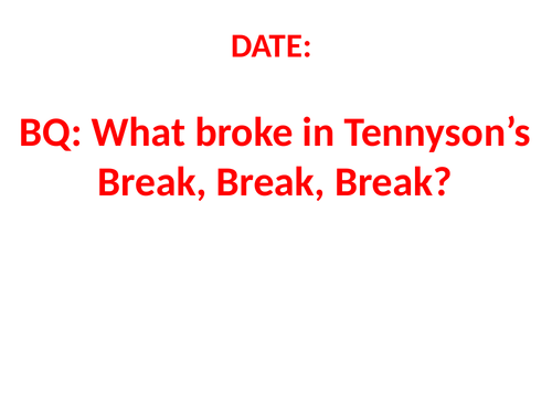 Tennyson's Break, Break, Break Poem Analysis | Teaching Resources Tennyson's Break, Break, Break Poem Analysis | Teaching Resources