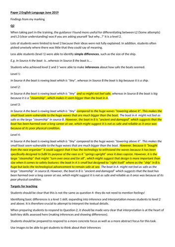AQA English Language Paper 2 June 2019 Examiner's top tips and models ...