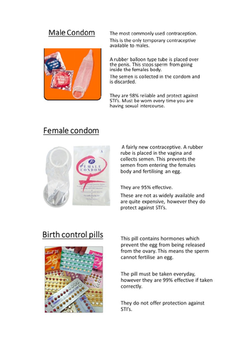 Contraception KS3 Yr7 Full with ANSWERS, DOCTOR DOCTOR and evaluate ...