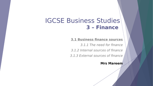 Edexcel IGCSE in Business (9-1) Unit 3 – Business Finance | Teaching ...