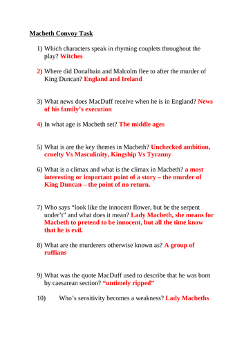 MACBETH Revision Quiz | Teaching Resources