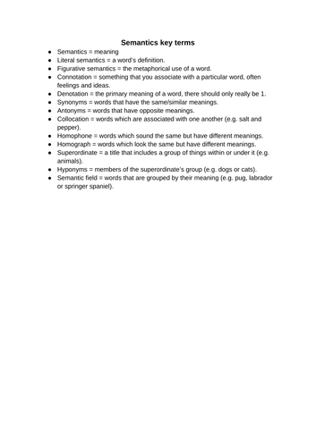 AQA English lang and lit language key terms and phrases | Teaching ...