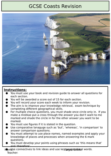 AQA Coasts Homework/Revision Booklet | Teaching Resources AQA Coasts Homework/Revision Booklet | Teaching Resources