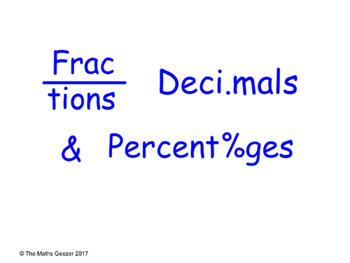 Fractions, Decimals and Percentages.(pptx) | Teaching Resources