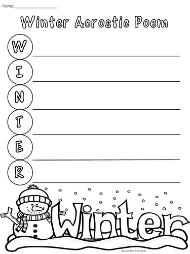 Winter Acrostic Poem Template: Creative Writing Activity: Back to ...