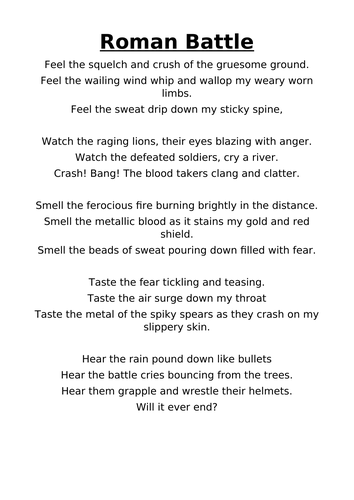 Roman Battle poem using your senses (Year 4 Big Write) | Teaching Resources