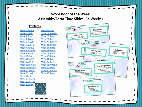 Word Root of the Week: Assembly Slides for the Entire Academic Year ...