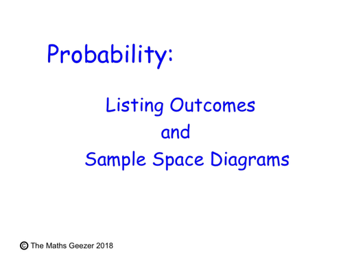 Listing Outcomes and Sample Space Diagrams (pptx) | Teaching Resources