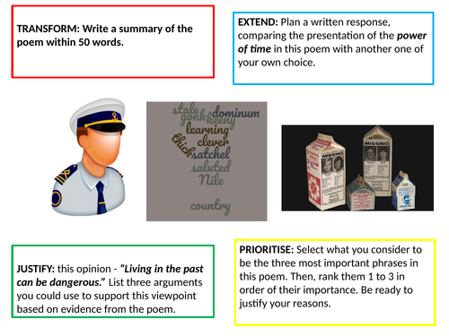 Carol Ann Duffy Mean Time Revision Resources | Teaching Resources
