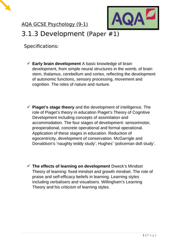 AQA GCSE Psychology COMPLETE paper #1 [ppts) | Teaching Resources